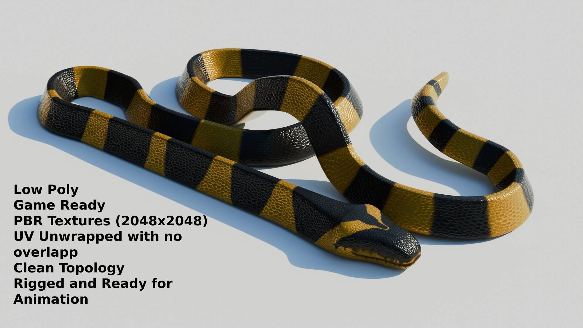 3D Model Rigged Banded Krait - Low Poly - Game Ready - PBR - TurboSquid ...