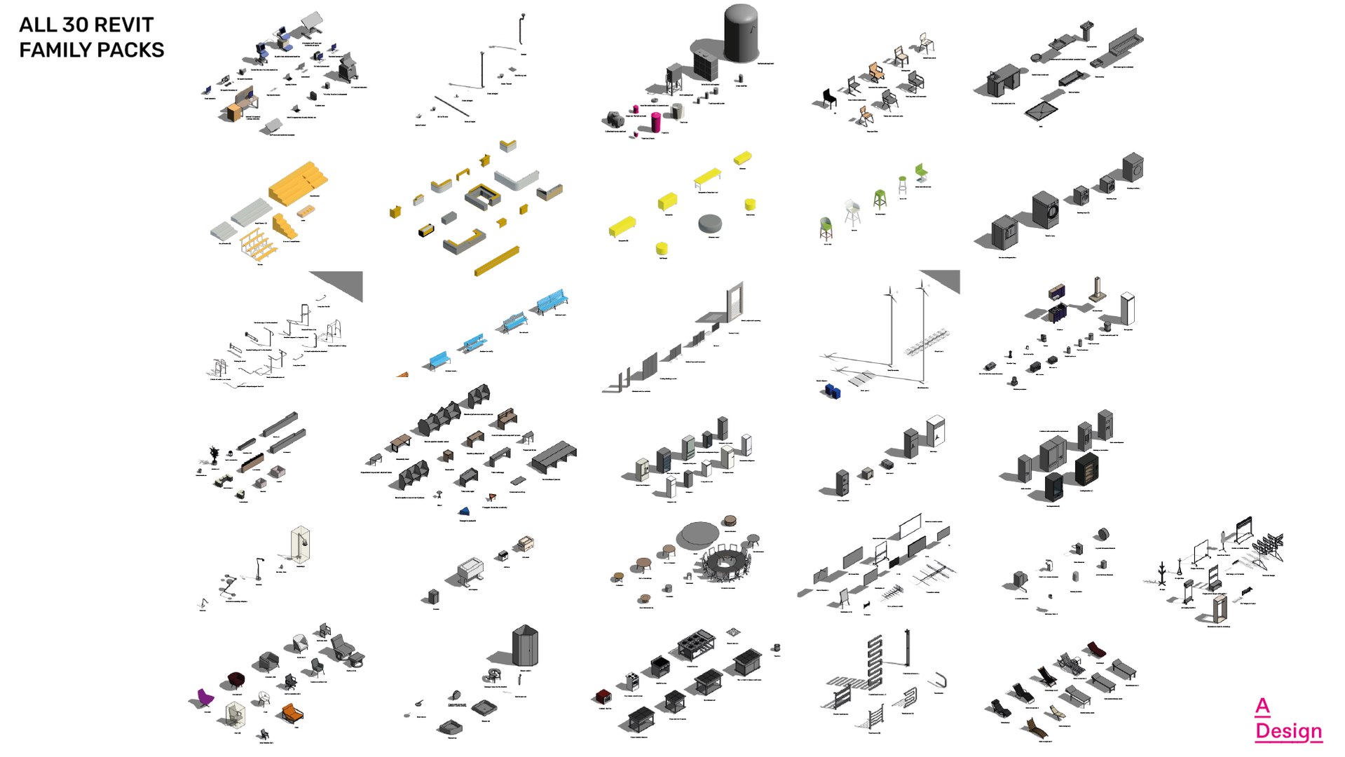 3D 30 Small Packs Families - Revit Families - 269 Families In Total ...