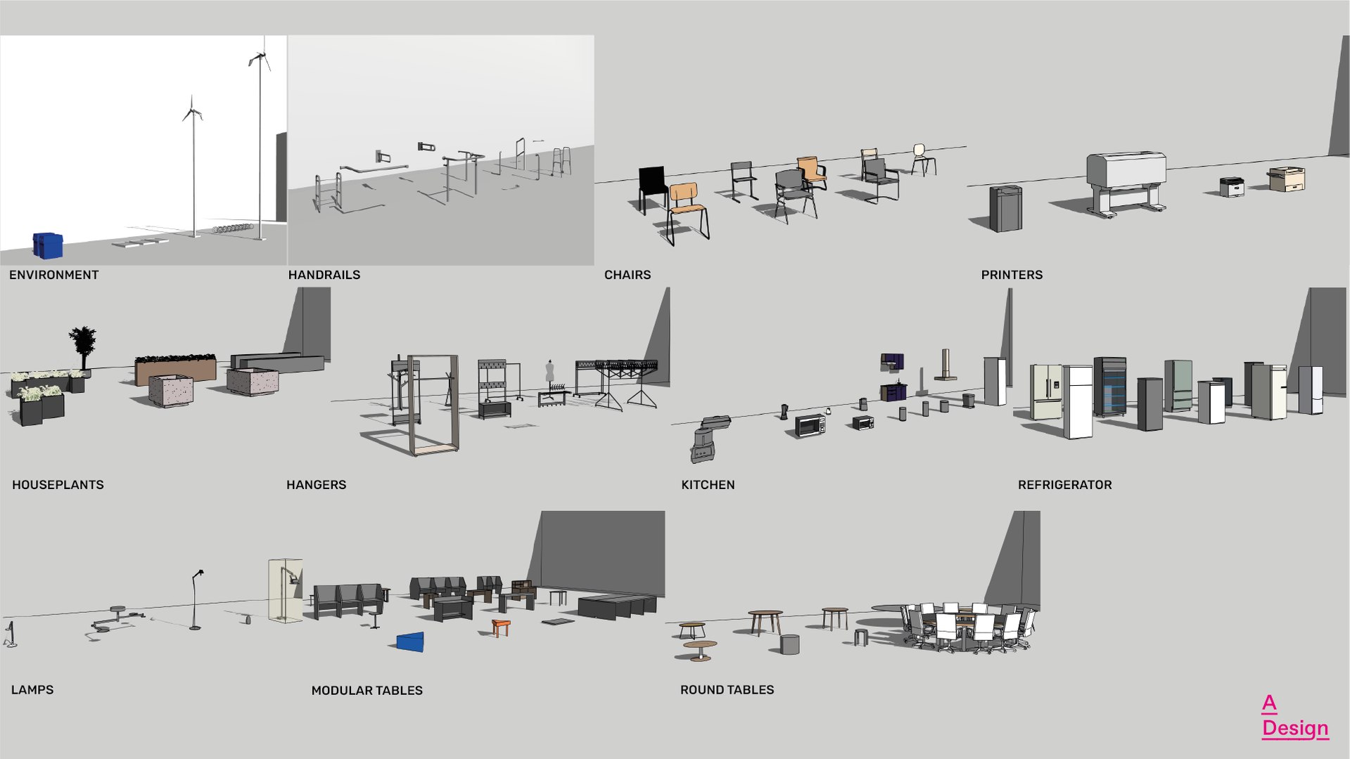 3D 30 Small Packs Families - Revit Families - 269 Families In Total ...