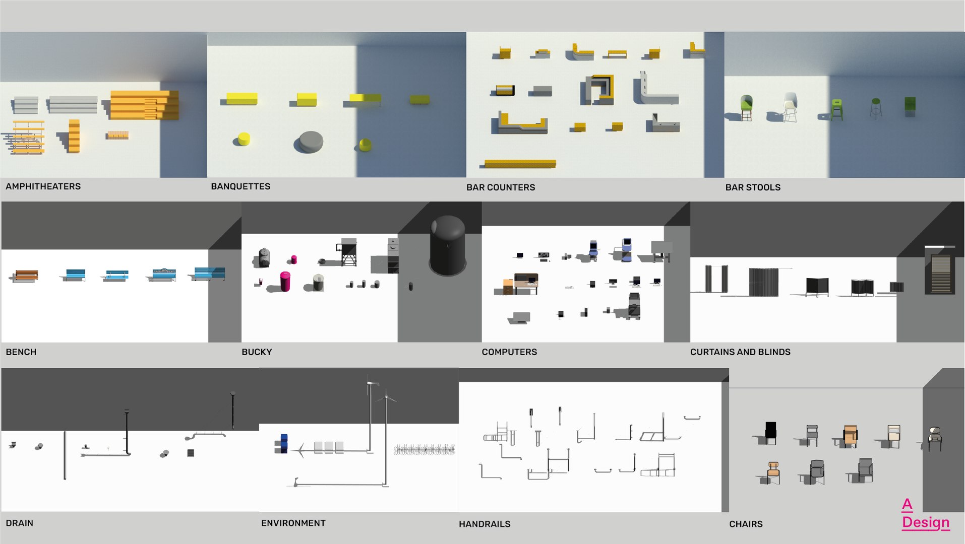 3D 30 Small Packs Families - Revit Families - 269 Families In Total ...