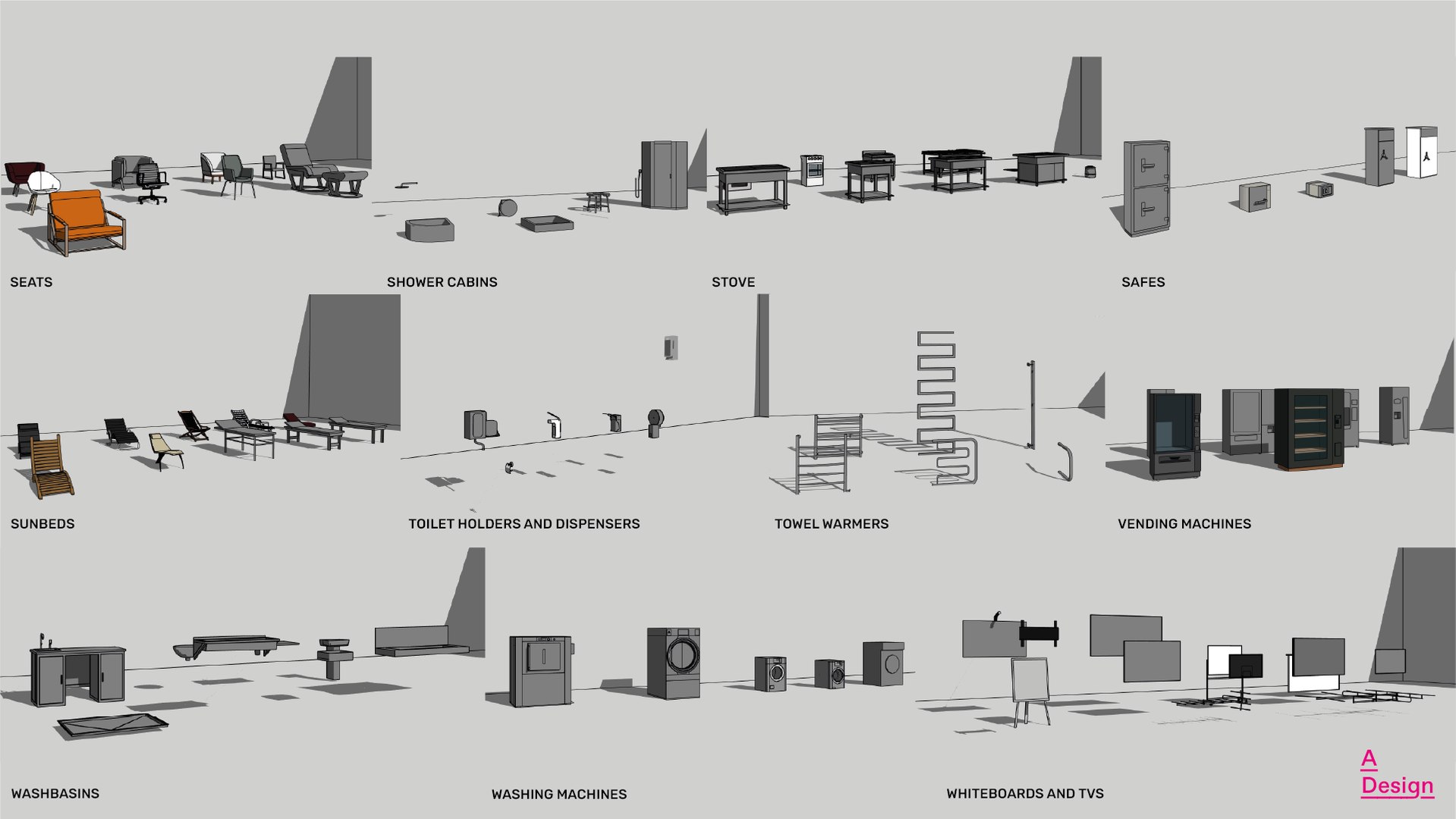 3D 30 Small Packs Families - Revit Families - 269 Families In Total ...