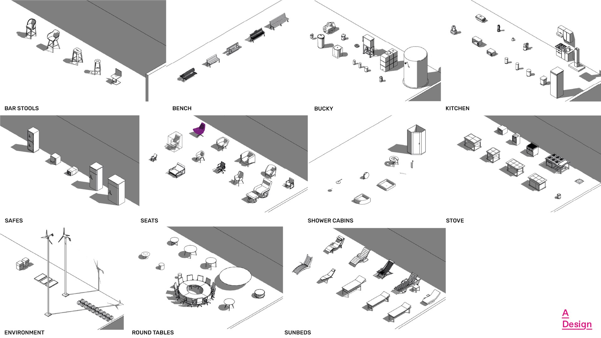 3D 30 Small Packs Families - Revit Families - 269 Families In Total ...