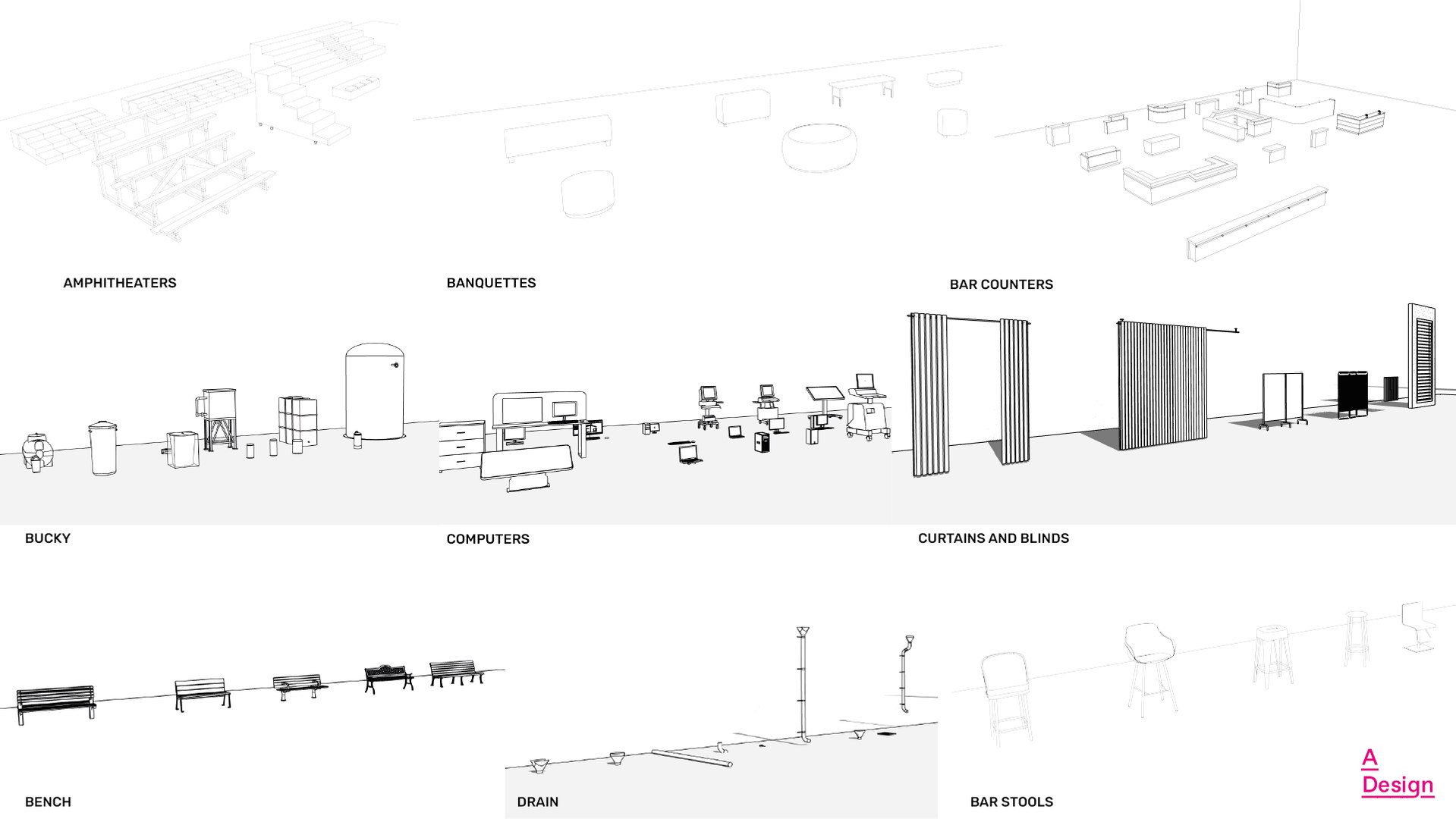 3D 30 Small Packs Families - Revit Families - 269 Families In Total ...