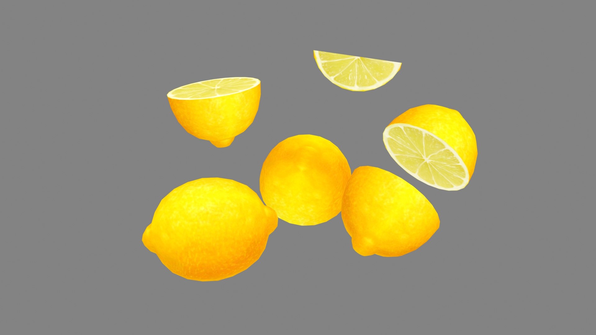 3D Cartoon lemon and slice model - TurboSquid 1932116