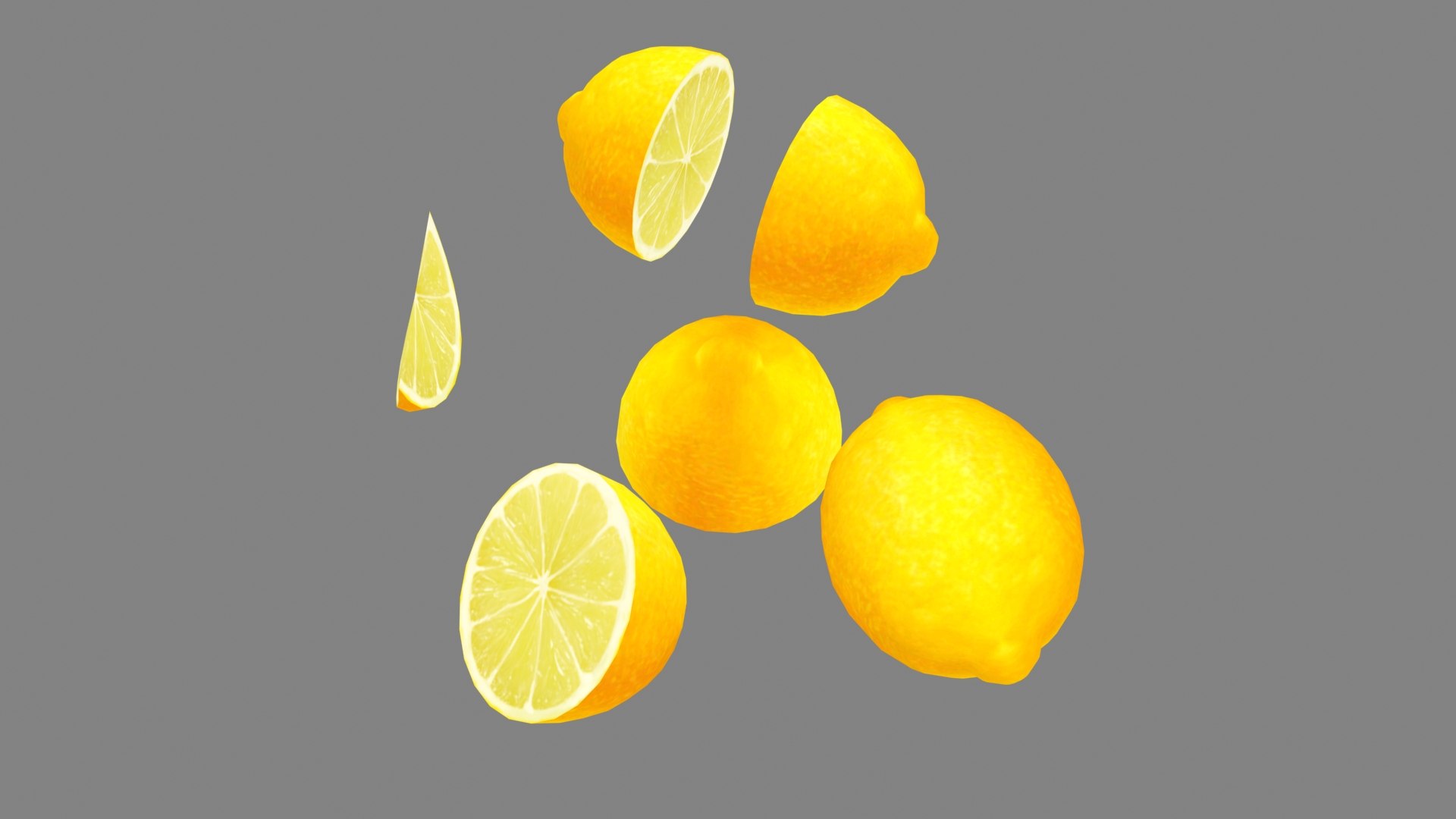3D Cartoon lemon and slice model - TurboSquid 1932116
