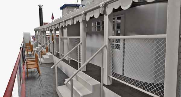 modelo 3d Barco de vapor con ruedas - TurboSquid 1144502