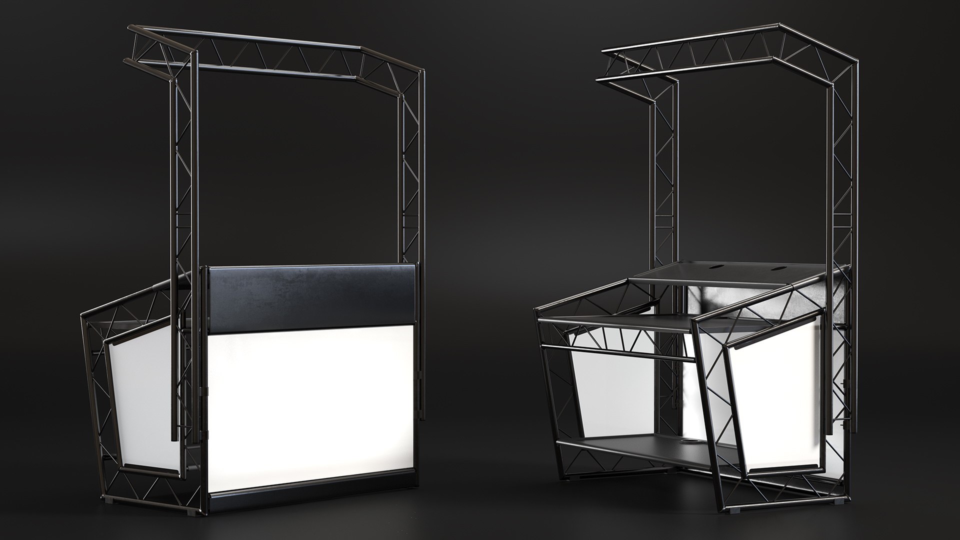 Black Mobile DJ Stand Booth Desk 3D Model - TurboSquid 2041105