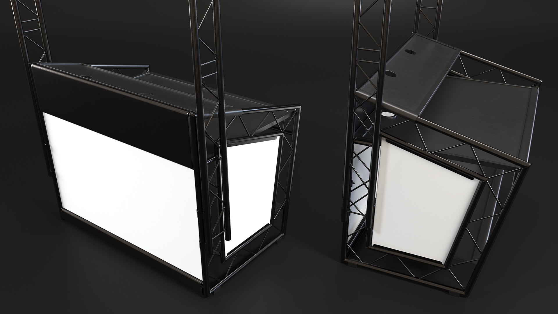 Black Mobile DJ Stand Booth Desk 3D Model - TurboSquid 2041105