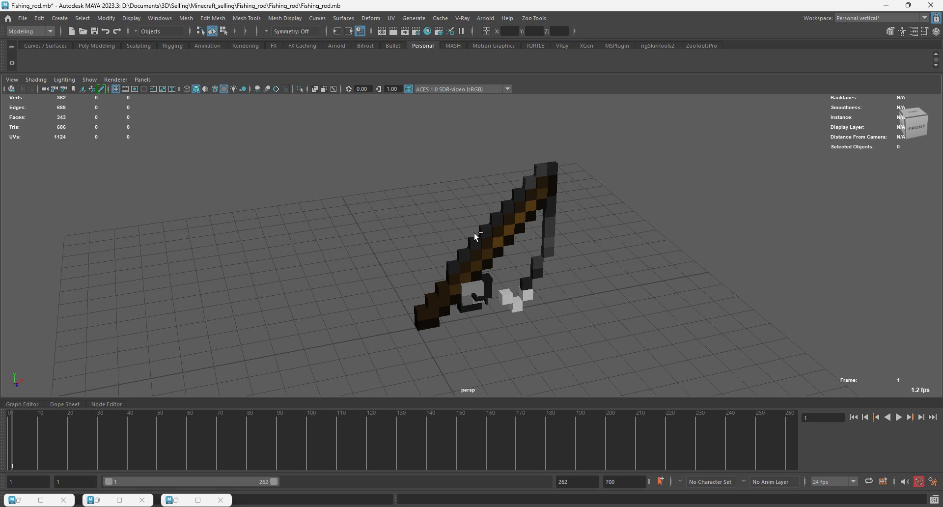 3D Minecraft Fishing Rod - TurboSquid 2477234