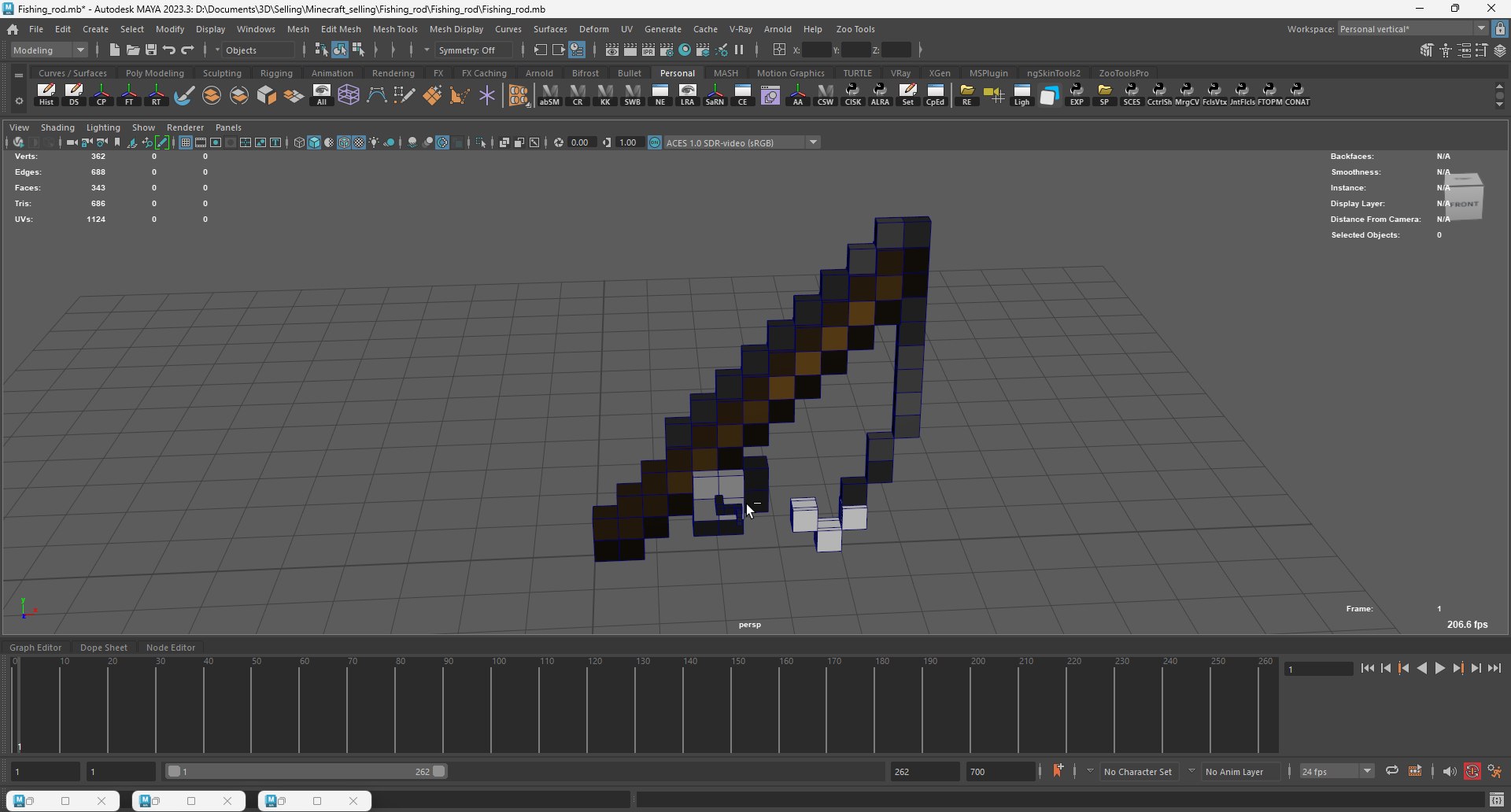 3D Minecraft Fishing Rod - TurboSquid 2477234