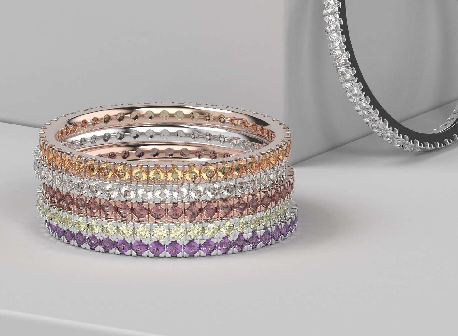 3D COMFORT FIT STACKABLE ETERNITY RING - TurboSquid 1845680