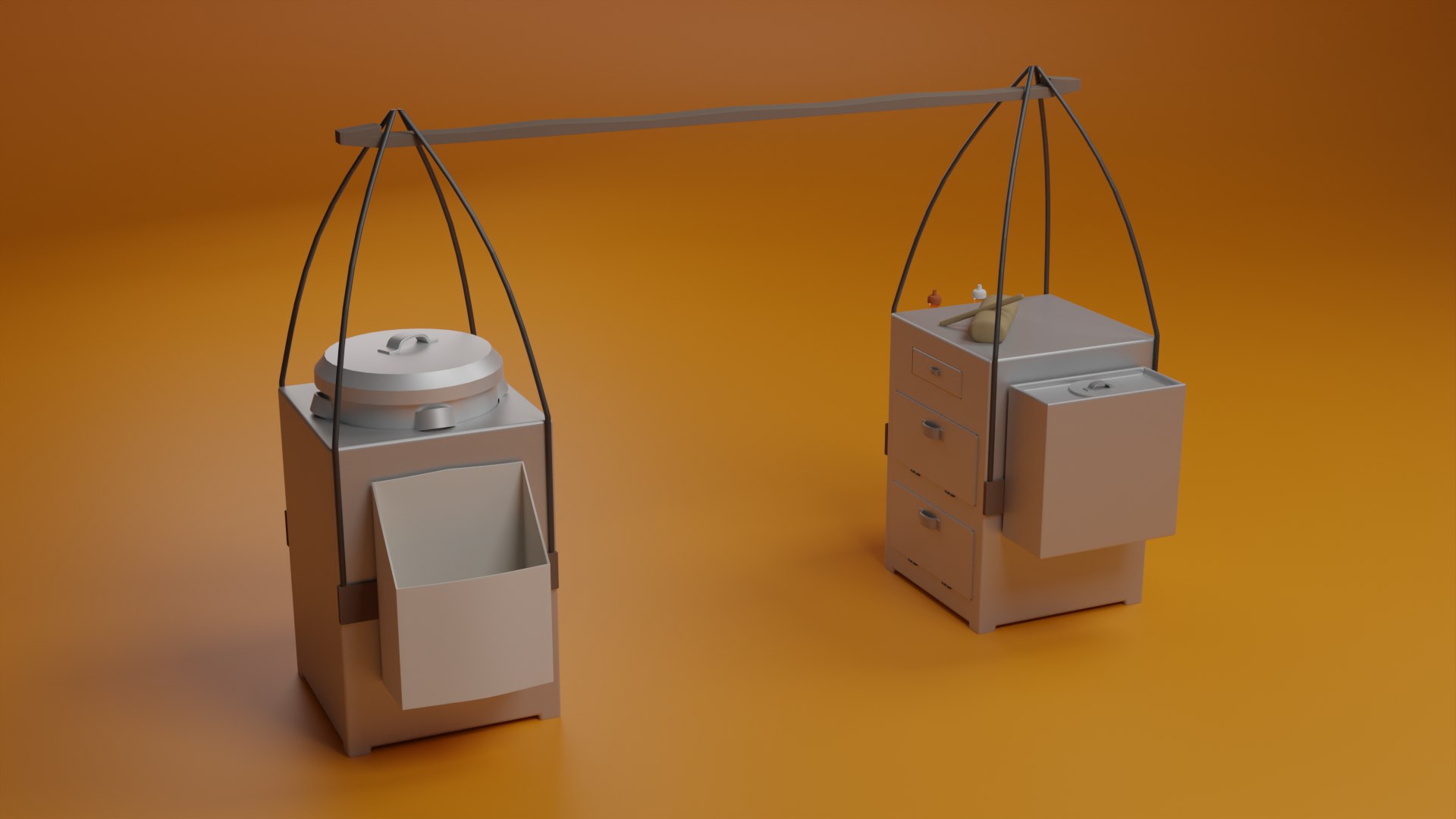 Gerobak Pikul Cuanki Model - TurboSquid 2238698