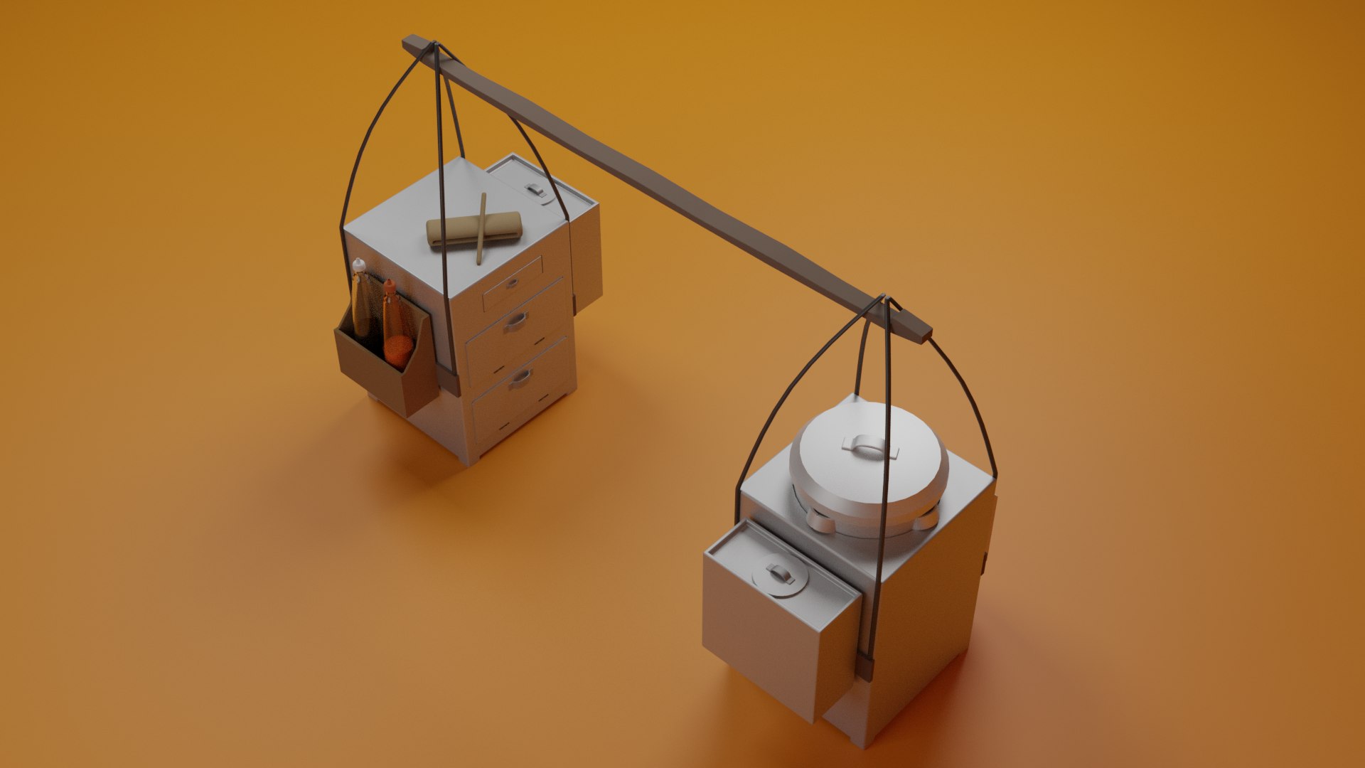 Gerobak Pikul Cuanki Model - TurboSquid 2238698