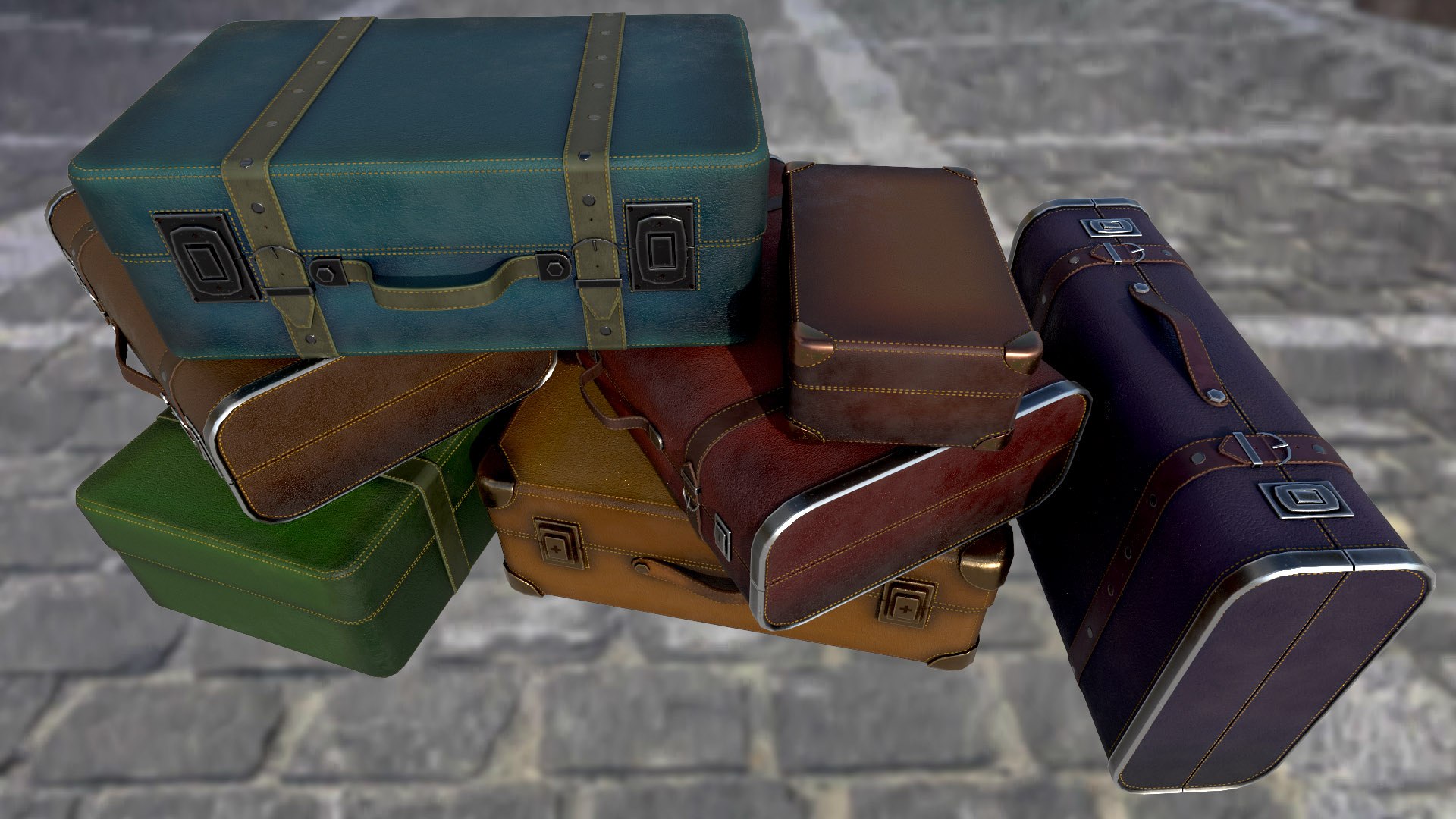 Travel Bag Suitcase Briefcase PBR Low-poly Game Ready 3D Model ...