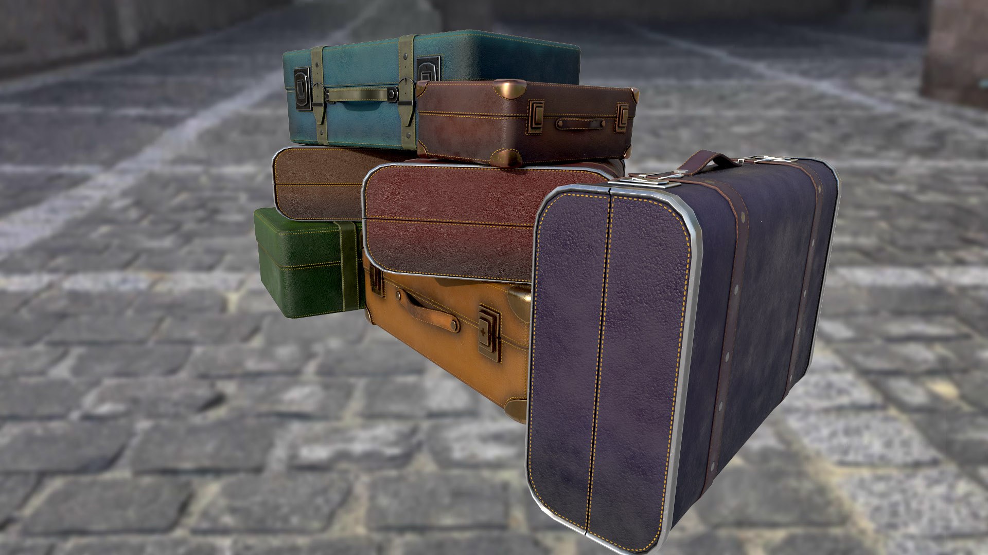 Travel Bag Suitcase Briefcase PBR Low-poly Game Ready 3D Model ...