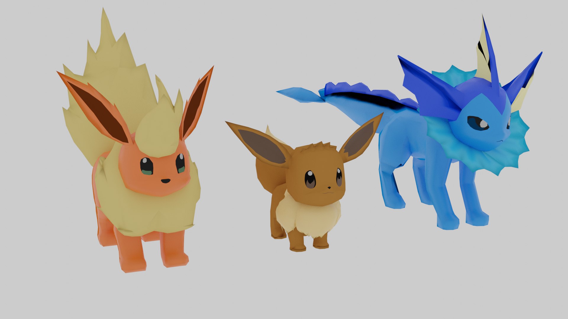 Pokemon Eevee Vaporeon Flareon 3D Model - TurboSquid 1993293