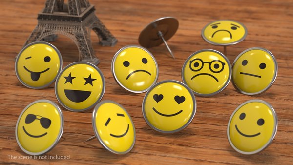 3D smiley face push pins model - TurboSquid 1425558
