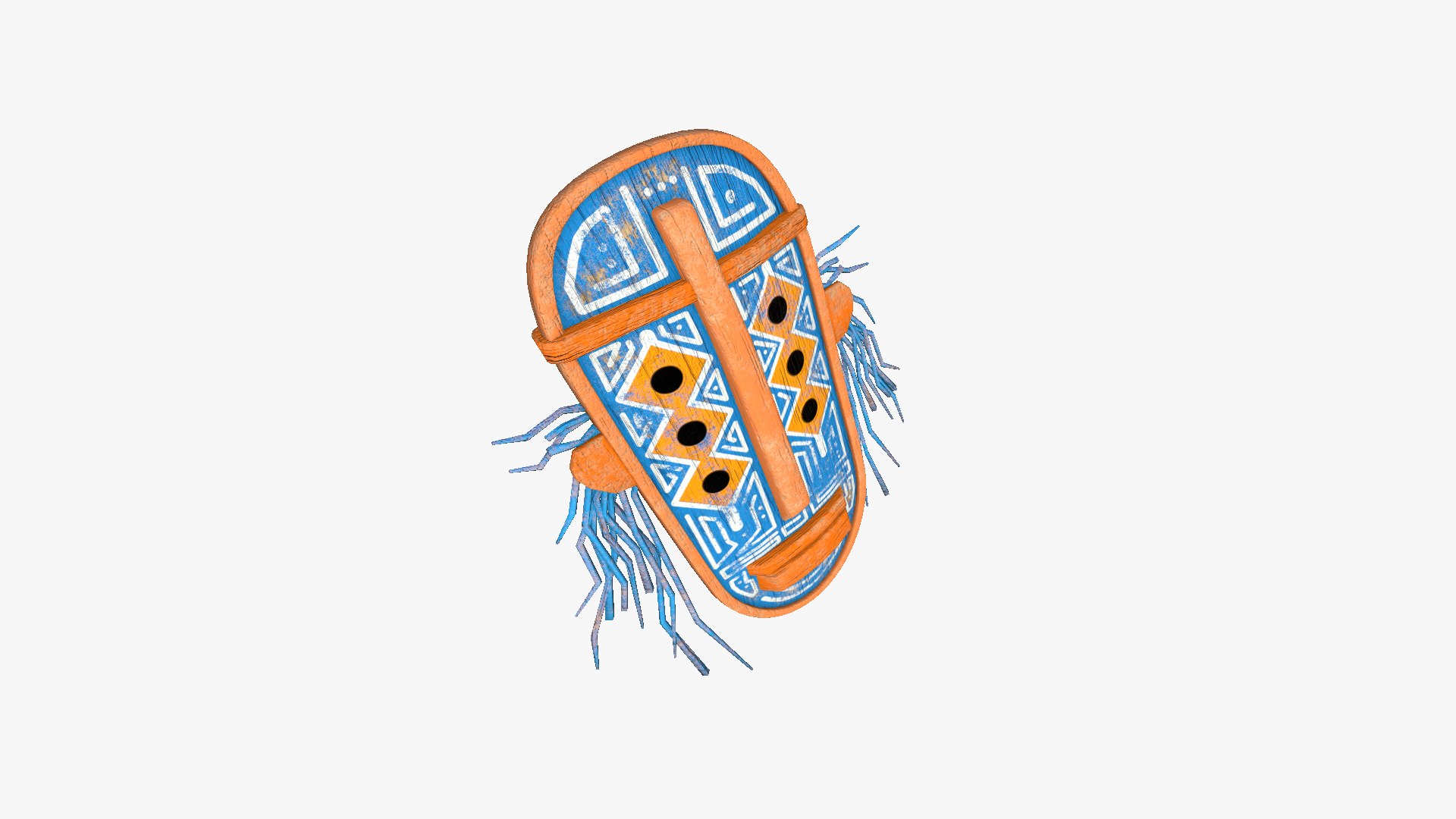 3D model Tribal Mask F04 Orange Blue - Costume Character Design ...