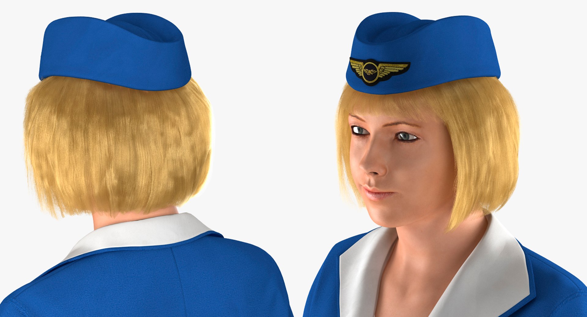 3D airline pilot stewardess model - TurboSquid 1212616