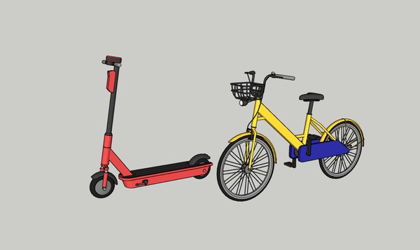 3D Electric kickboard and Bicycle - TurboSquid 2045202