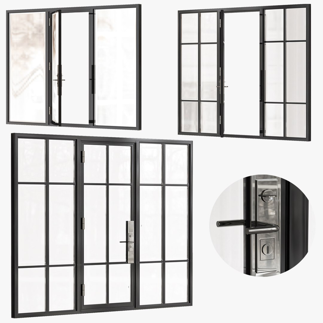 3D Model A Set Of Metal Windows And Doors - TurboSquid 2230651