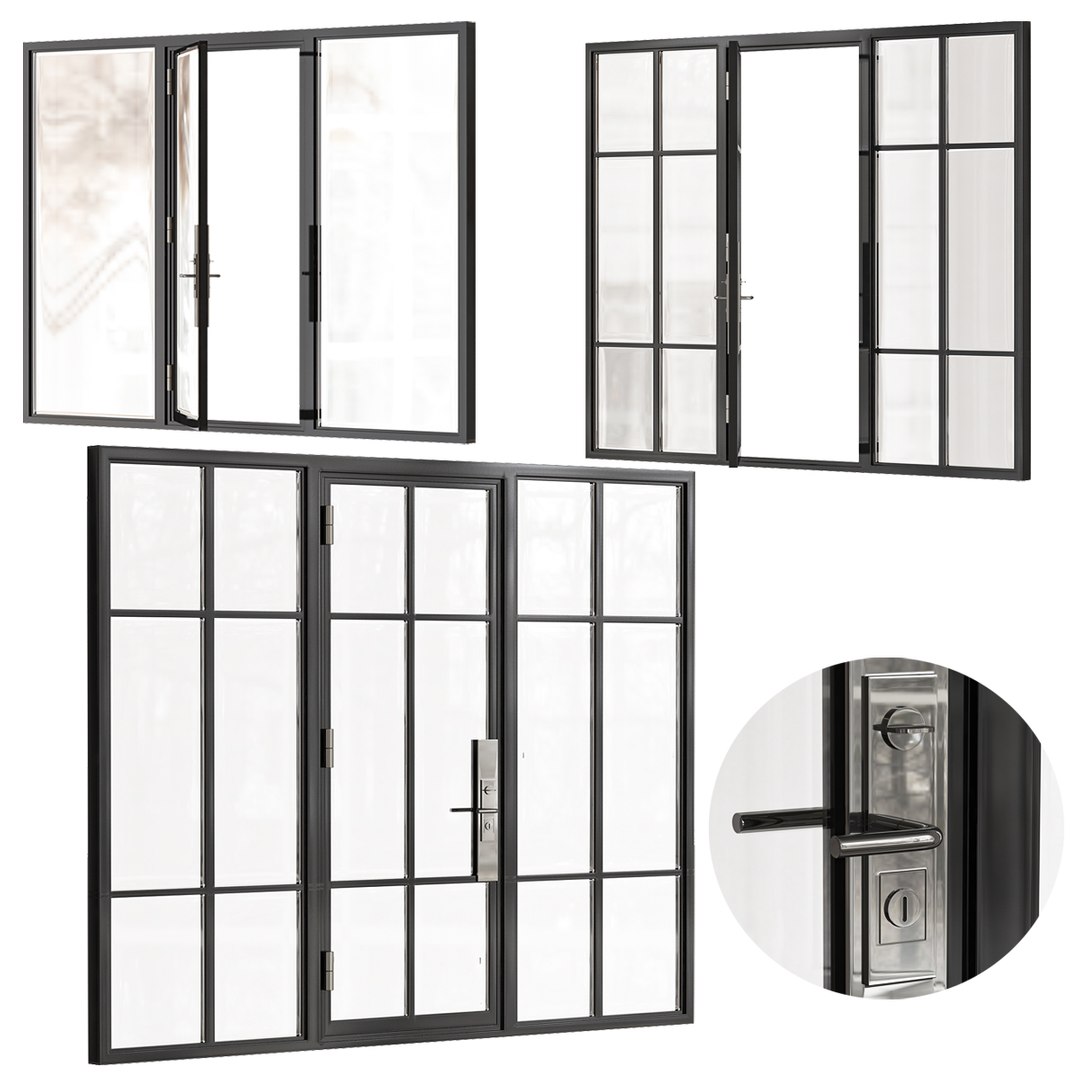 3D Model A Set Of Metal Windows And Doors - TurboSquid 2230651