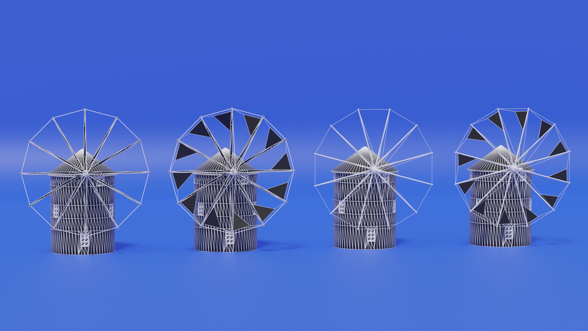 3D Cartoon Greek Windmill Collection Model - TurboSquid 1798316