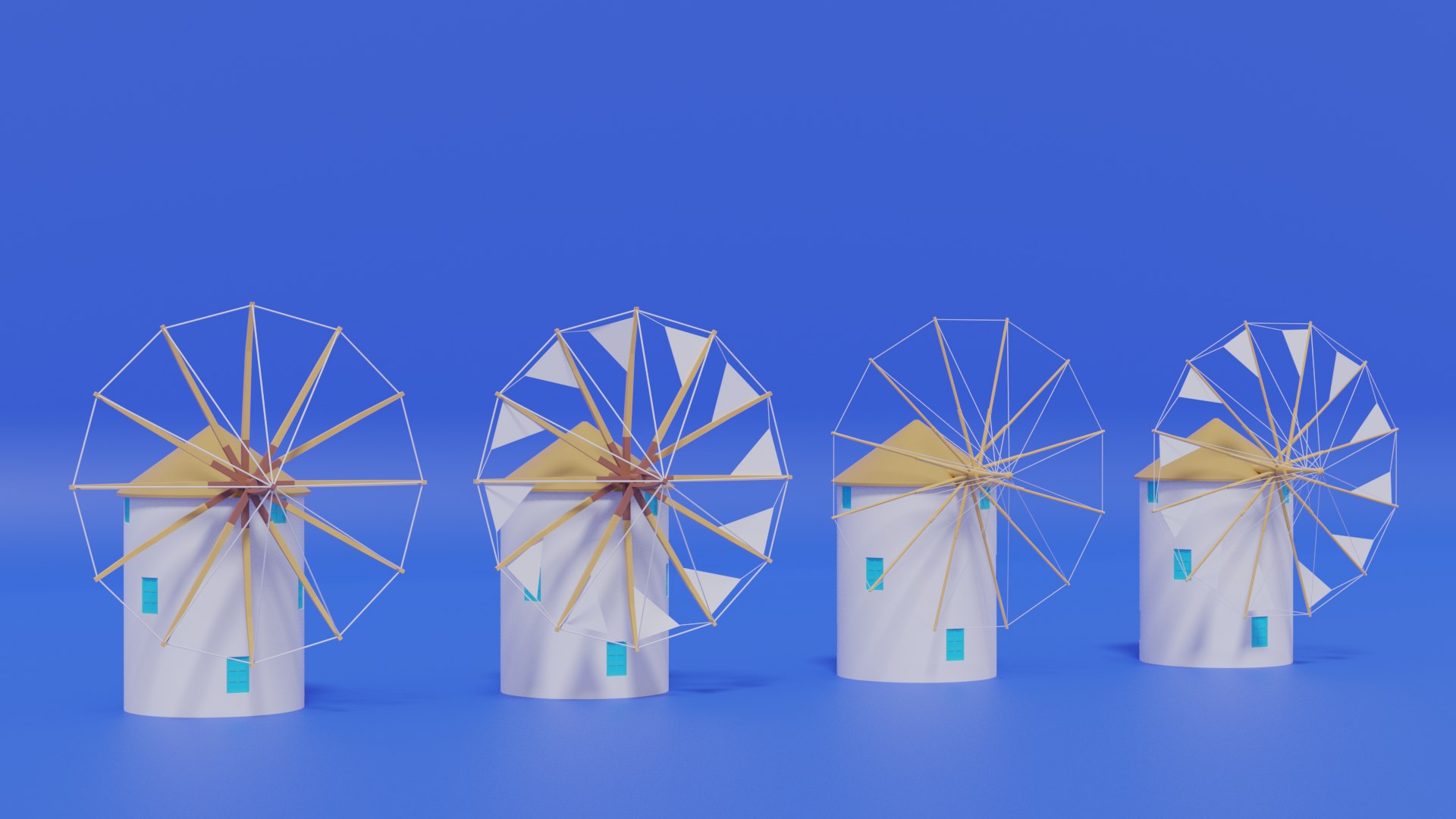 3D Cartoon Greek Windmill Collection Model - TurboSquid 1798316