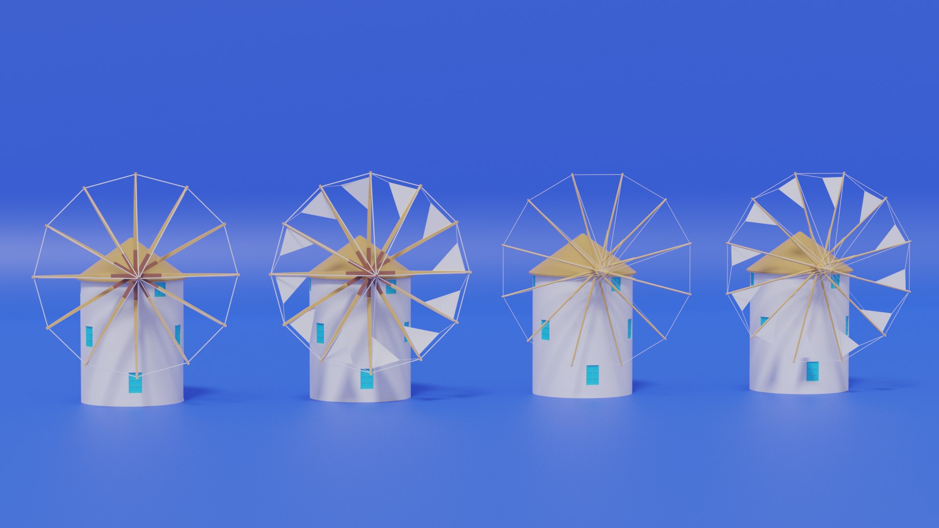 3D Cartoon Greek Windmill Collection Model - TurboSquid 1798316