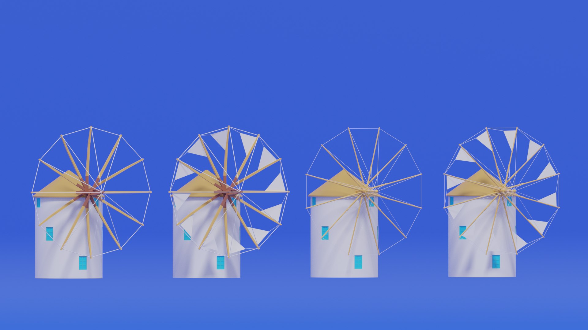 3D Cartoon Greek Windmill Collection Model - TurboSquid 1798316