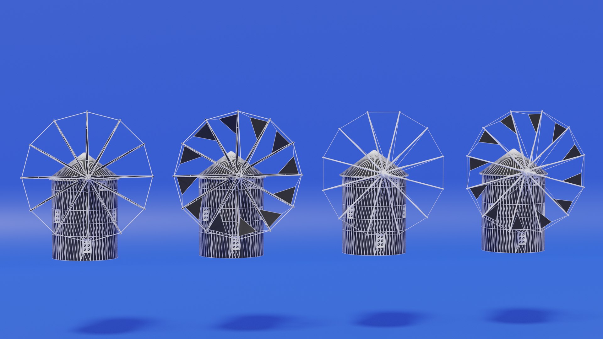 3D Cartoon Greek Windmill Collection Model - TurboSquid 1798316