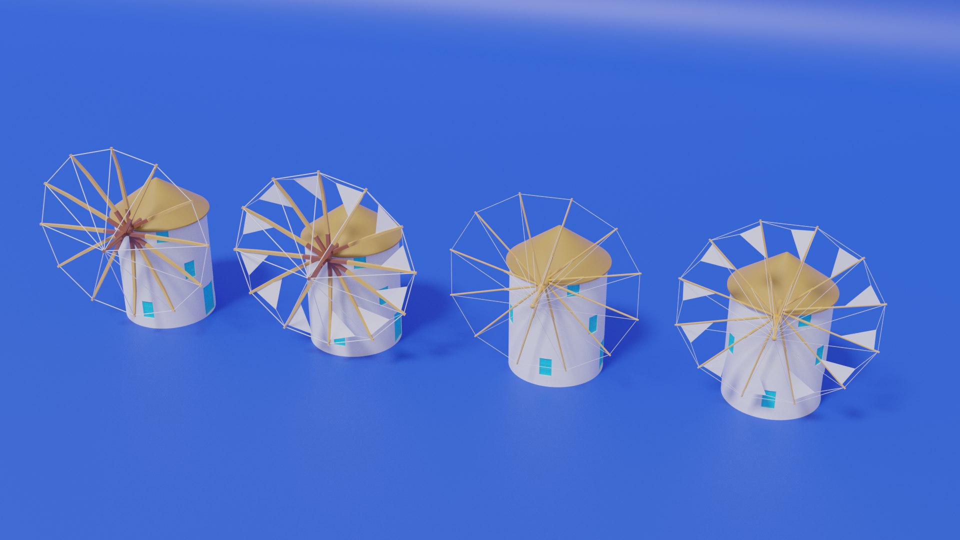 3D Cartoon Greek Windmill Collection Model - TurboSquid 1798316