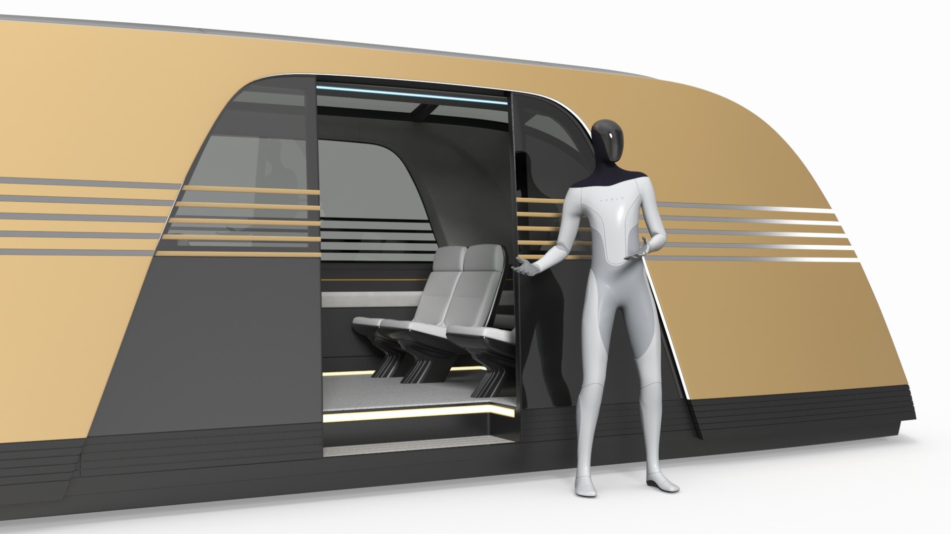 3D Tesla Robovan With Tesla Bot Rigged For Maya Model - TurboSquid 2350624