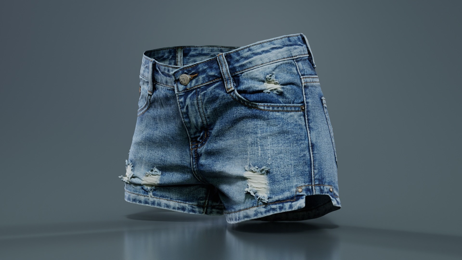 3D Ripped Mini Jeans Shorts Remastered - TurboSquid 2361906
