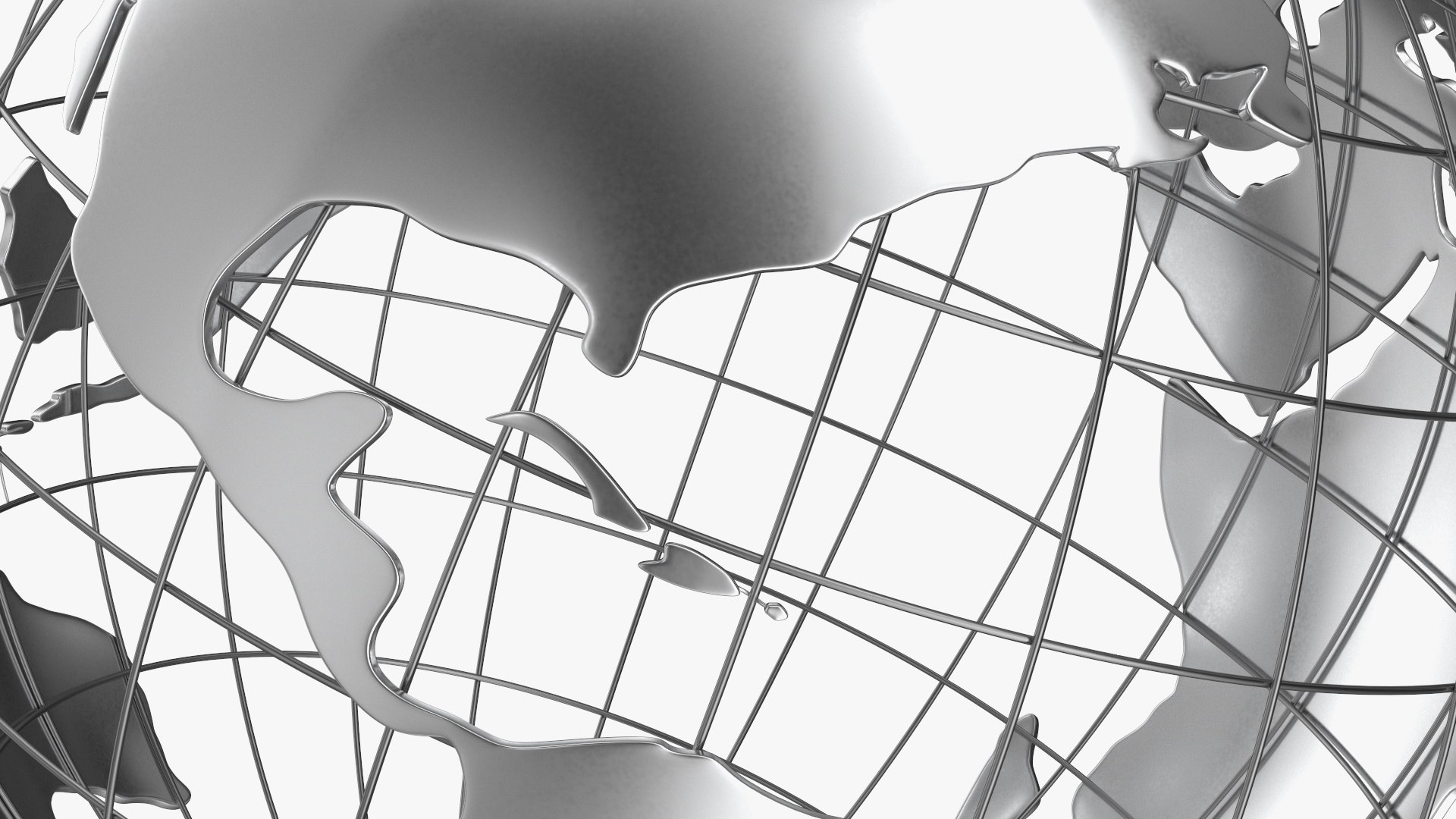 3D Wire Frame Globe Chrome - TurboSquid 2158686