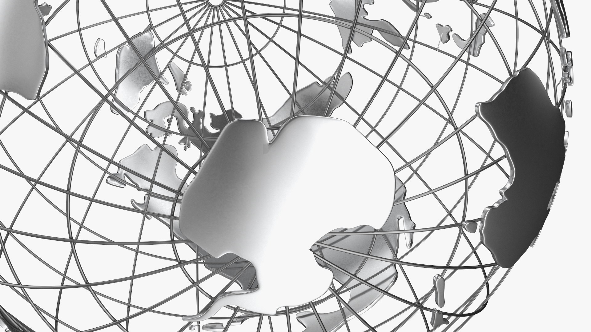 3D Wire Frame Globe Chrome - TurboSquid 2158686