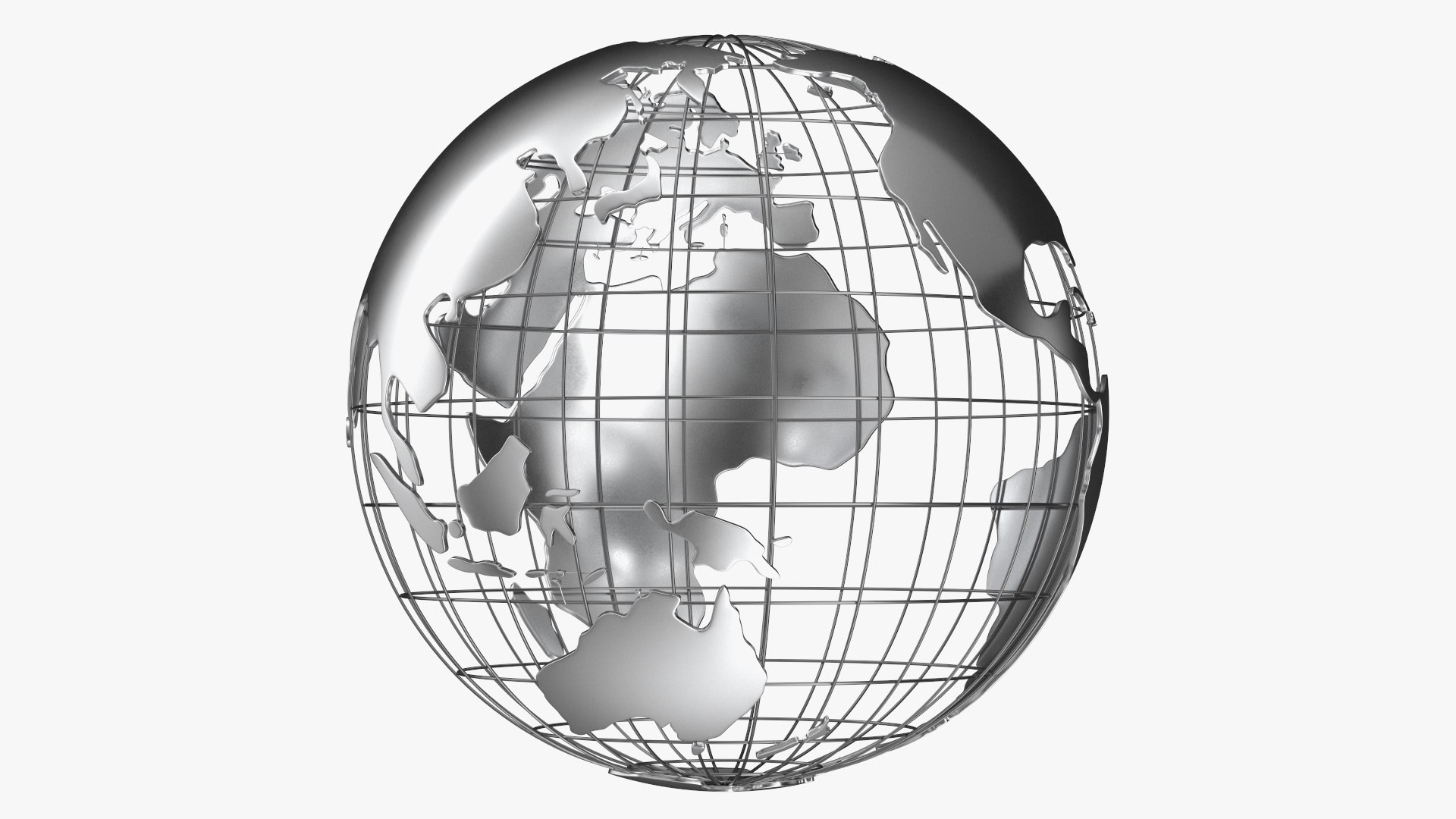 3D Wire Frame Globe Chrome - TurboSquid 2158686