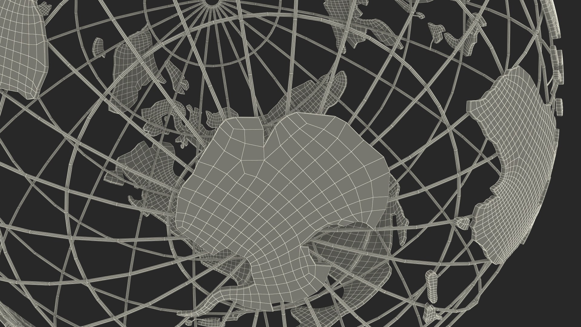 3D Wire Frame Globe Chrome - TurboSquid 2158686