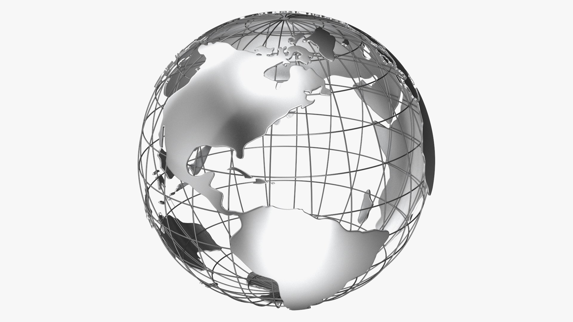 3D Wire Frame Globe Chrome - TurboSquid 2158686