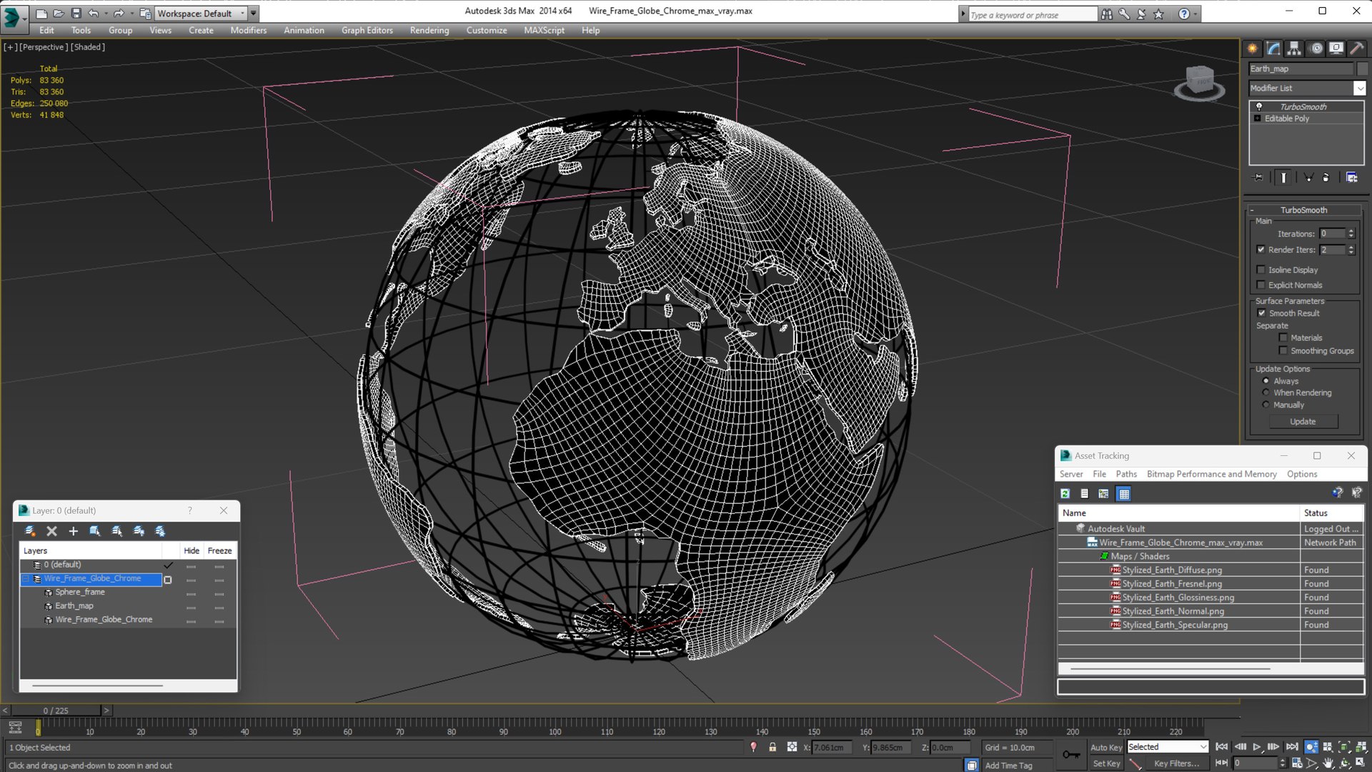 3D Wire Frame Globe Chrome - TurboSquid 2158686