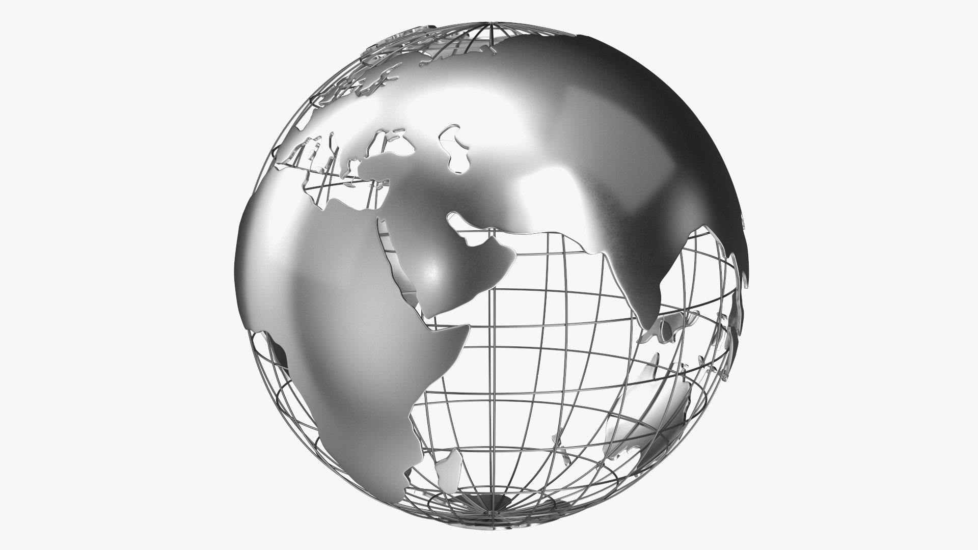 3D Wire Frame Globe Chrome - TurboSquid 2158686