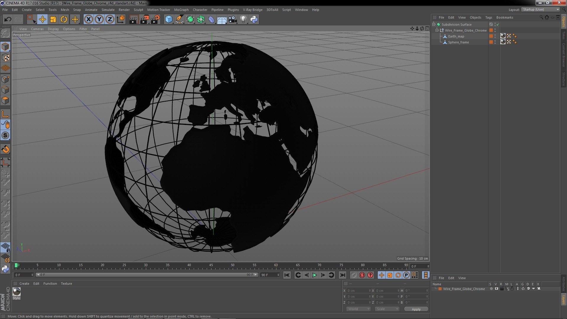 3D Wire Frame Globe Chrome - TurboSquid 2158686