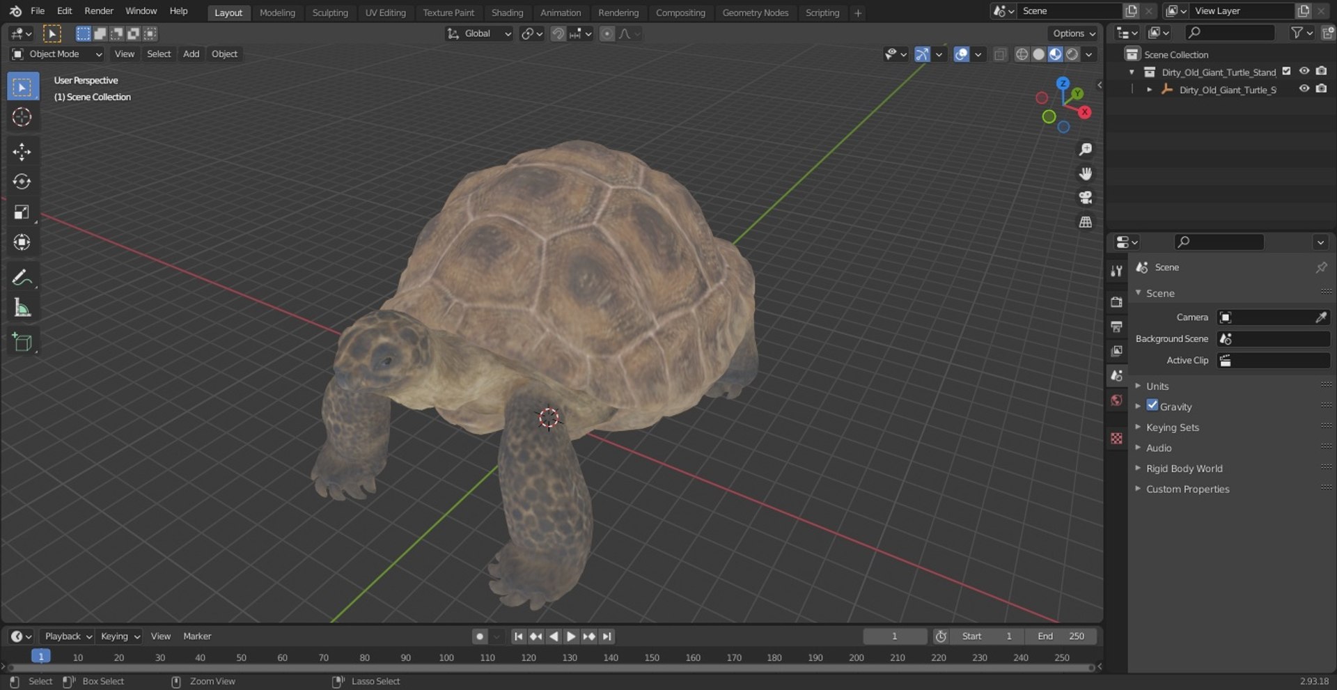 Dirty Old Giant Turtle Stand Pose Model - TurboSquid 2113260
