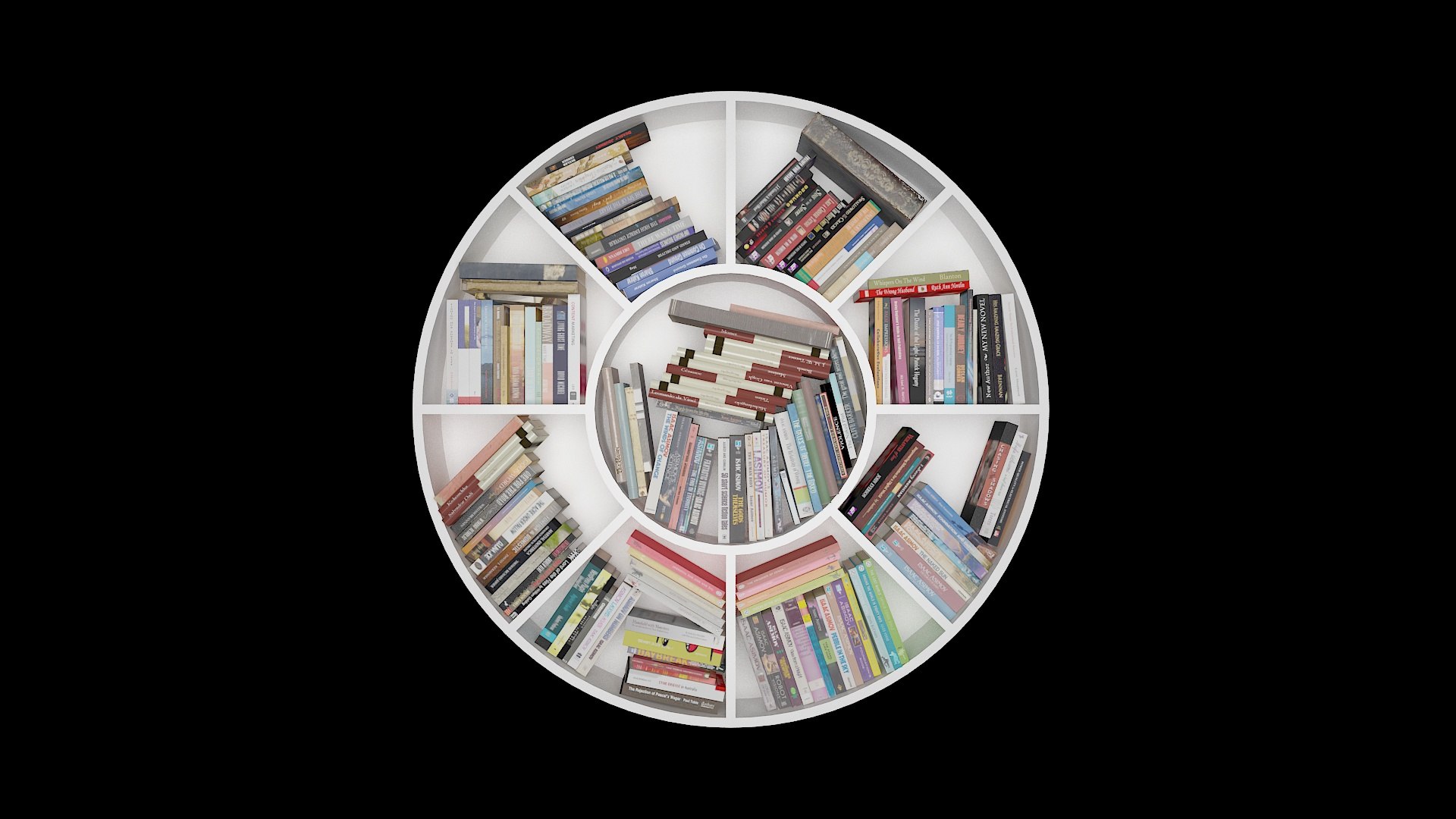 3D Bookshelf Circle Slices With Books - TurboSquid 1867415