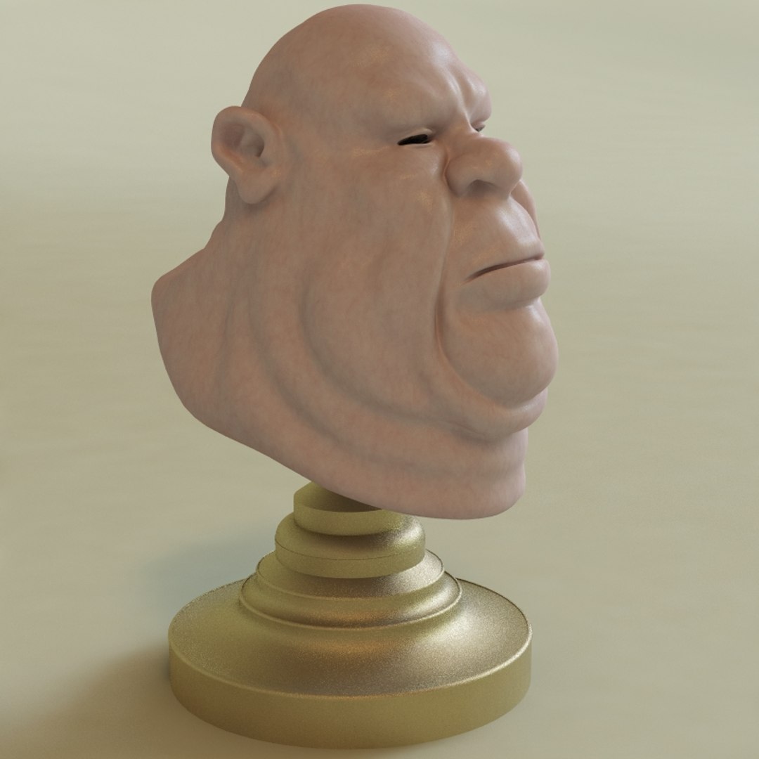 Fat Male Head 3d Model