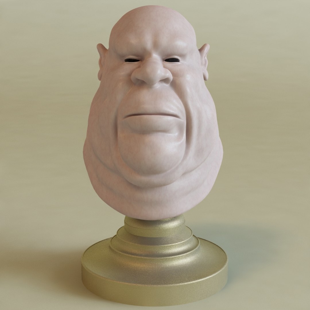 Fat Male Head 3d Model