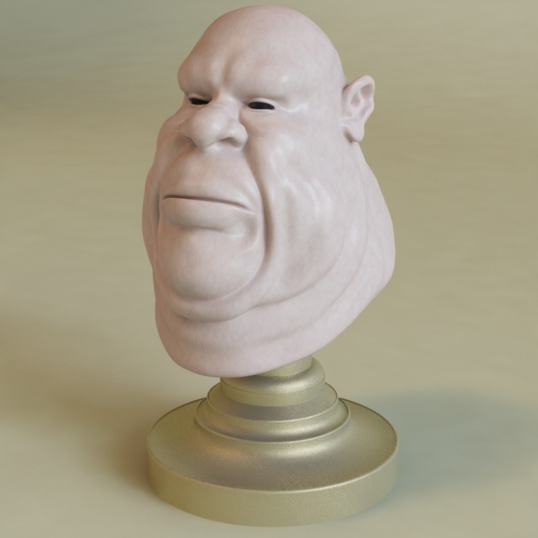 Fat Male Head 3d Model
