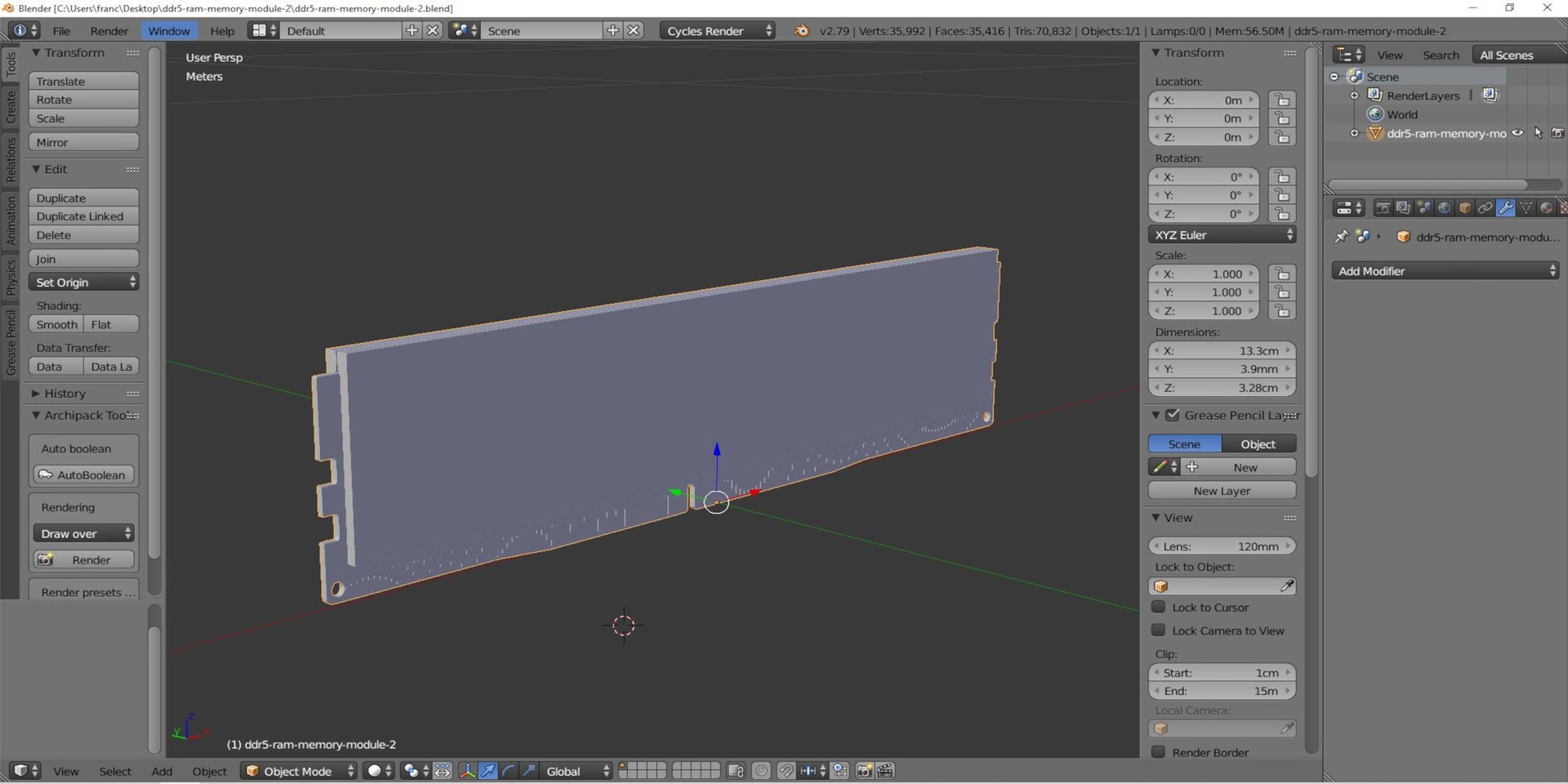 3D DDR5 RAM memory module 2 - TurboSquid 1792951