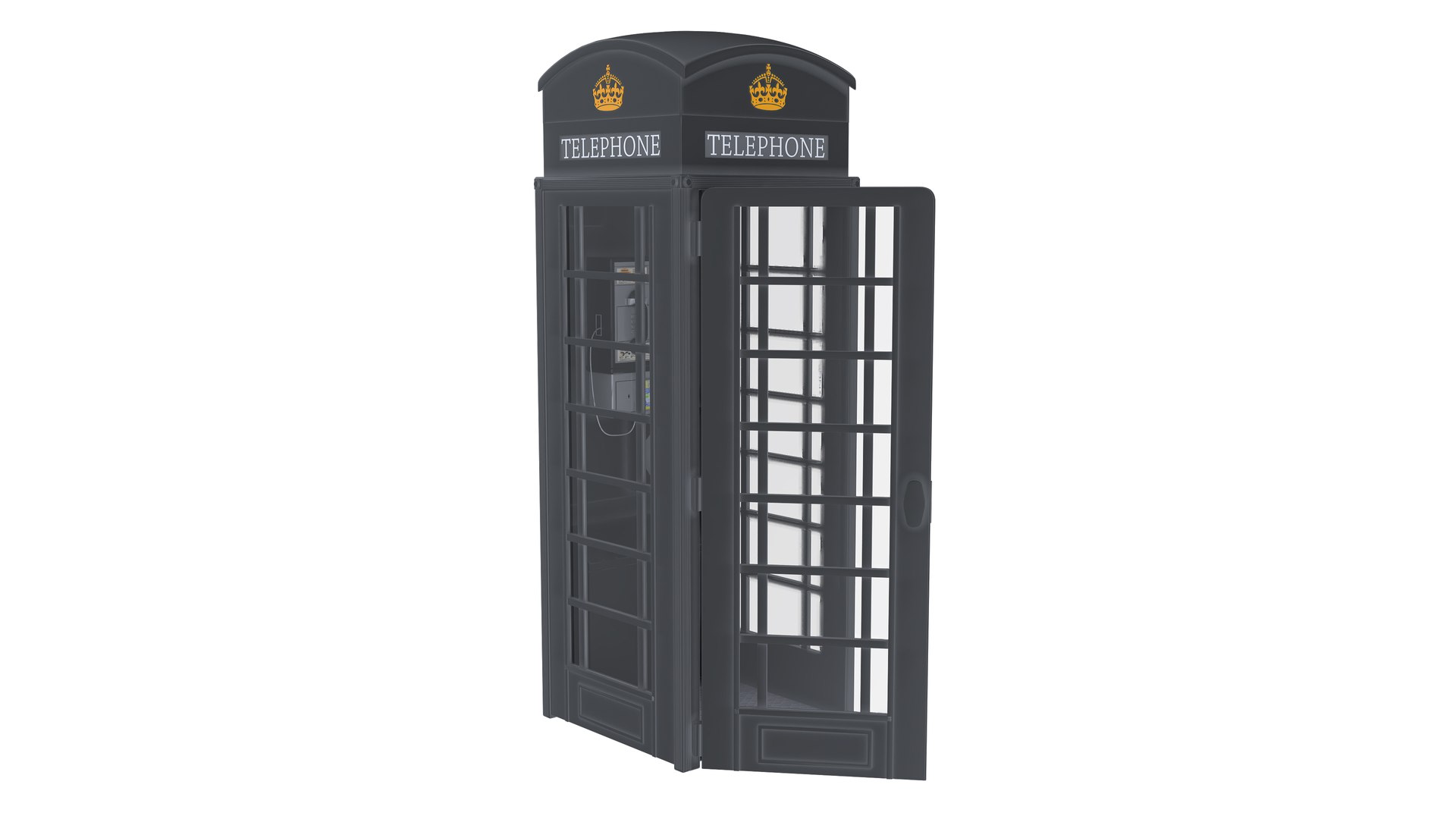 London Phone Box Black 3D Model - TurboSquid 2277323