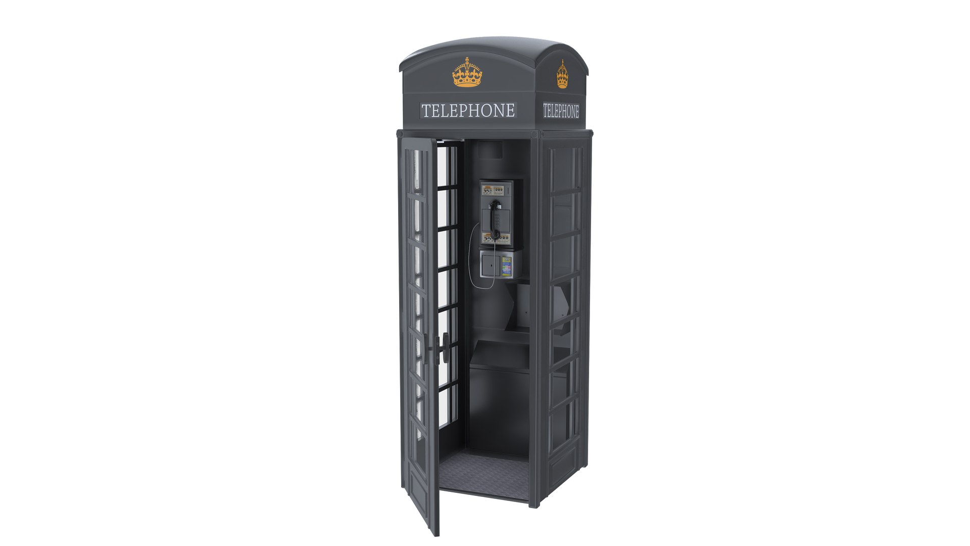 London Phone Box Black 3D Model - TurboSquid 2277323